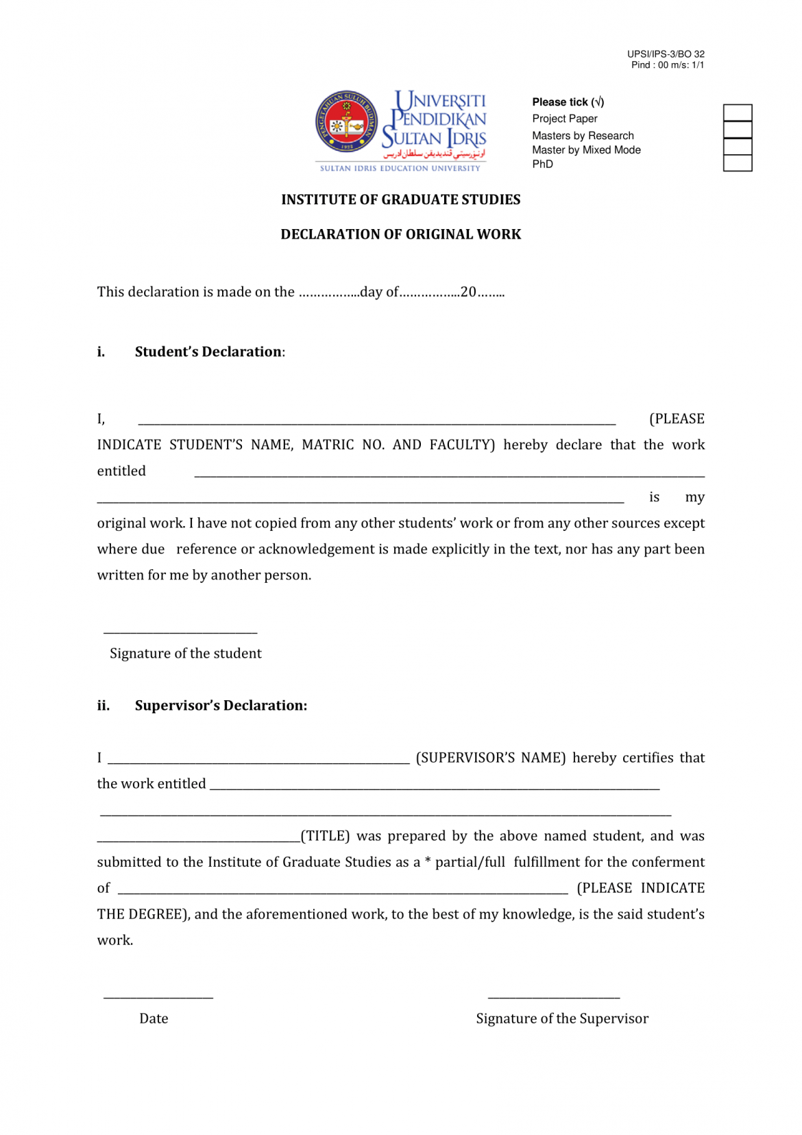 SUPERVISION – UPSI | Institut Pengajian Siswazah